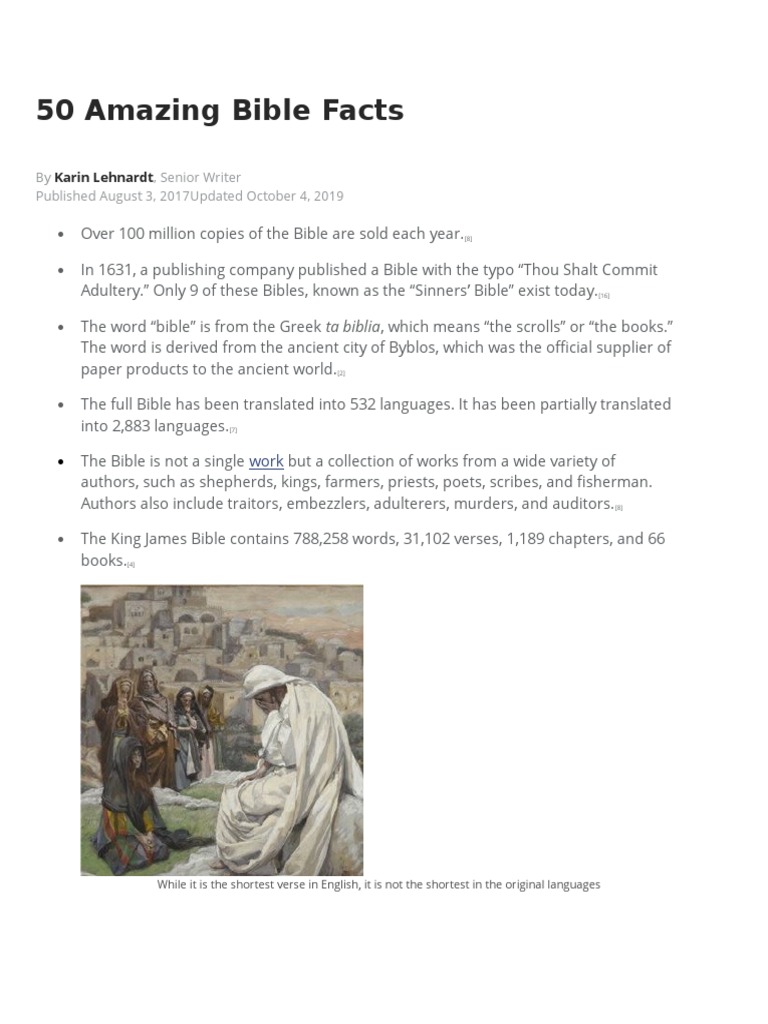 50 Amazing Bible Facts Pdf Chapters And Verses Of The Bible Bible