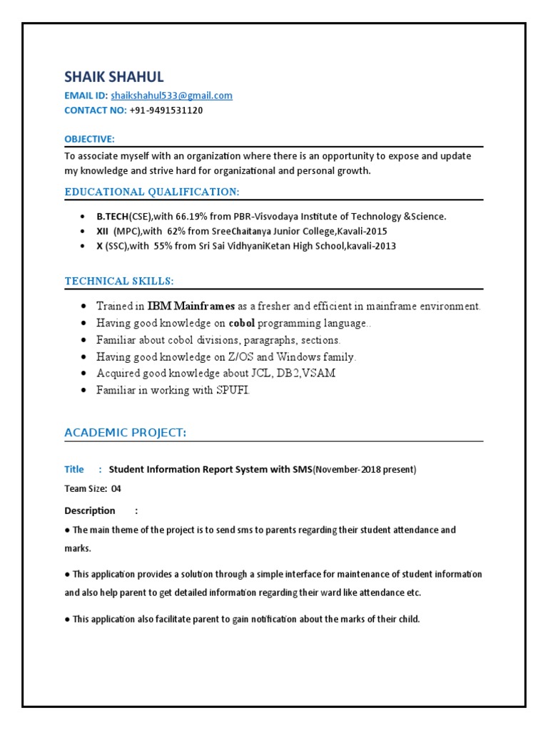 Shaik Shamul Res | PDF | Career & Growth | Computers