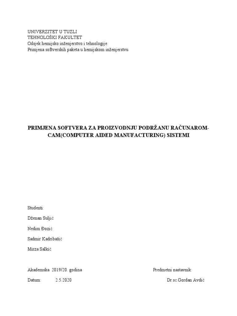 Primjena Softvera U CAM-u | PDF