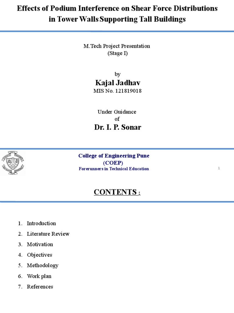 M.Tech Project Presentation (Stage I) : College of Engineering Pune ...