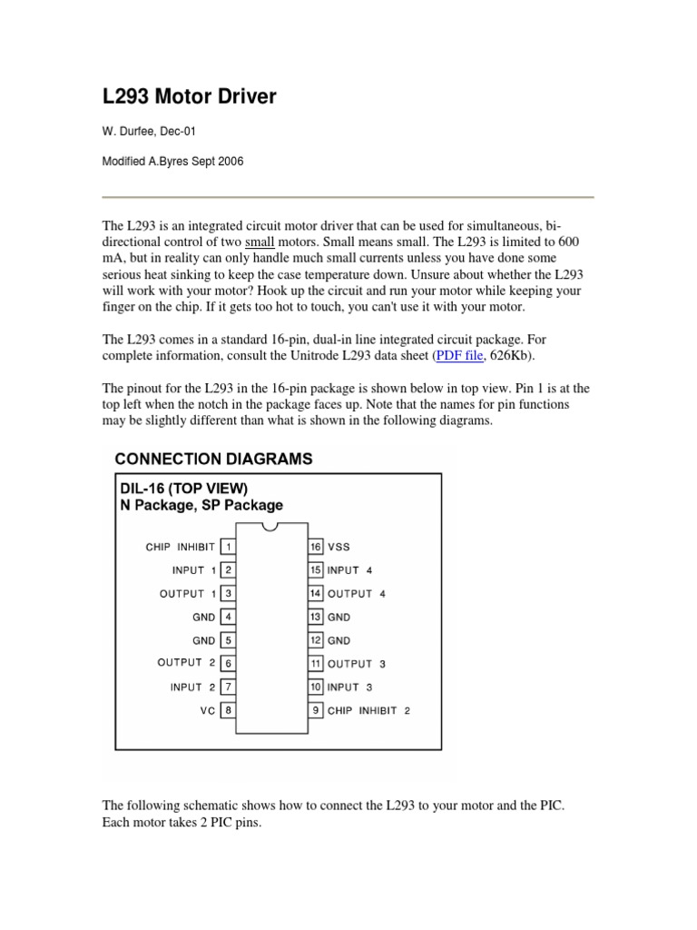 L293 Motor Driver Circuit Guide | PDF | Digital Electronics | Electricity