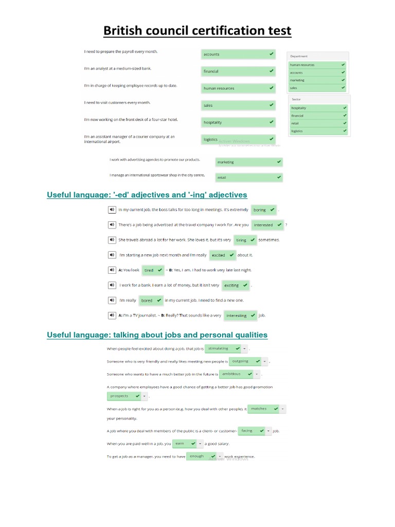 British Council Certification Test: Useful Language: '-Ed' Adjectives ...