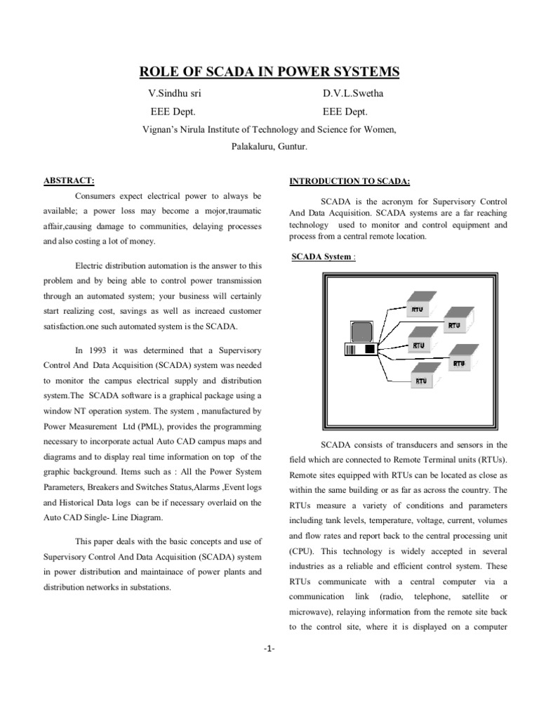 Role of Scada in Power Systems | PDF | Scada | Electric Power Transmission