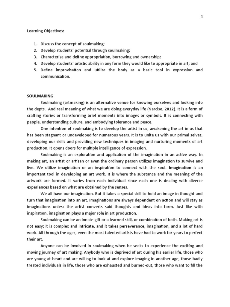 Soulmaking Appropriation and Improvisation | PDF | Improvisation ...