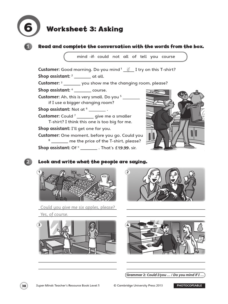 Worksheet 3: Asking: Read and Complete The Conversation With The Words ...