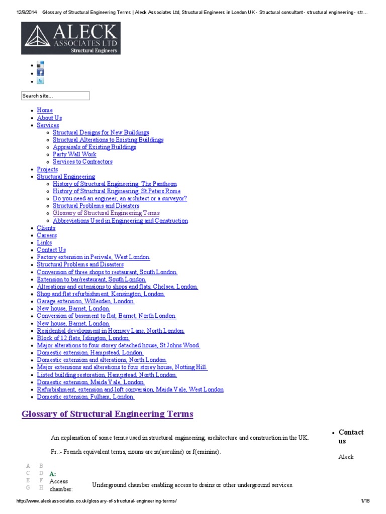 Glossary of Structural Engineering Terms | PDF | Brick | Concrete