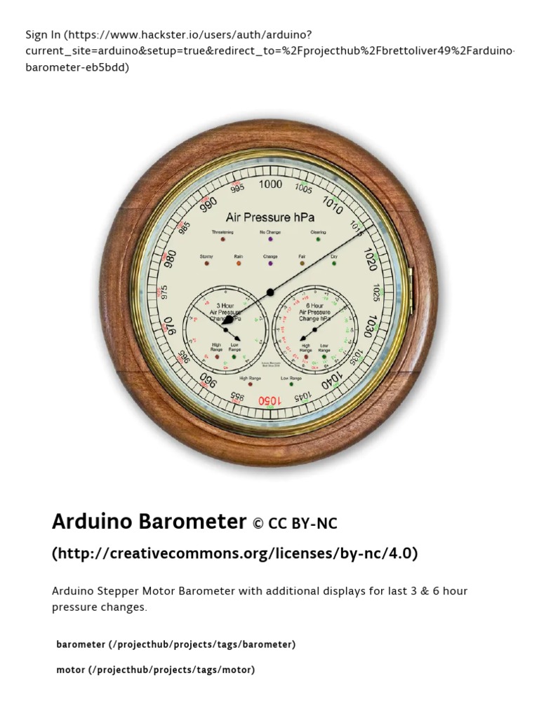 Arduino Barometer - Arduino Project Hub | Download Free PDF | Electric Motor | Electrical ...