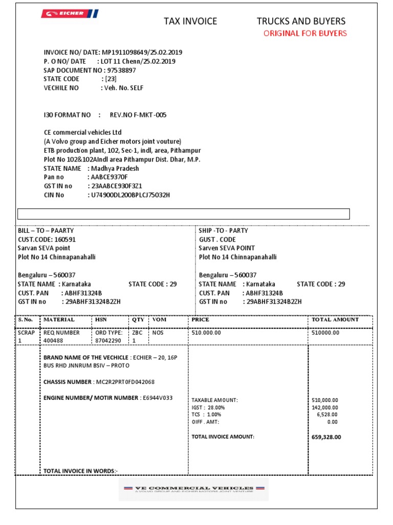 Tax Invoice Trucks and Buyers | PDF | Commercial Vehicles | Payments