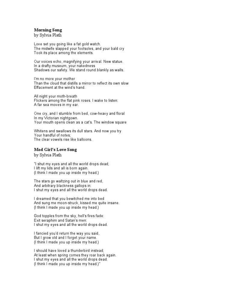 Morning Song by Sylvia Plath | PDF | Nature