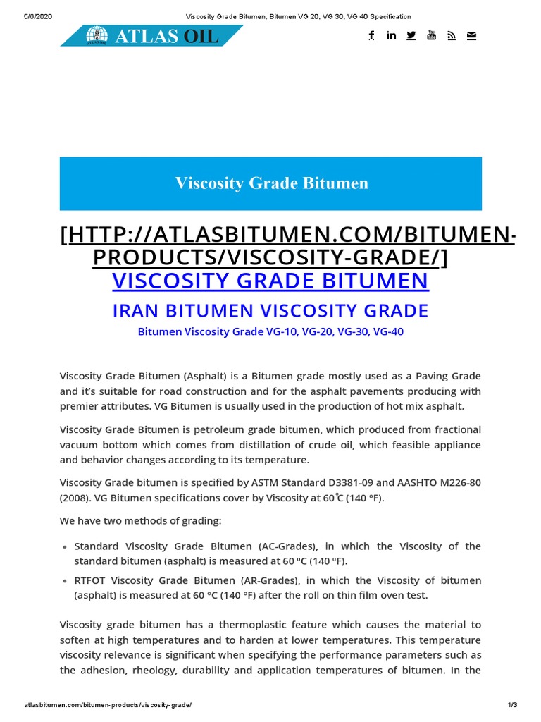 Viscosity Grade Bitumen, Bitumen VG 20, VG 30, VG 40 Specification ...