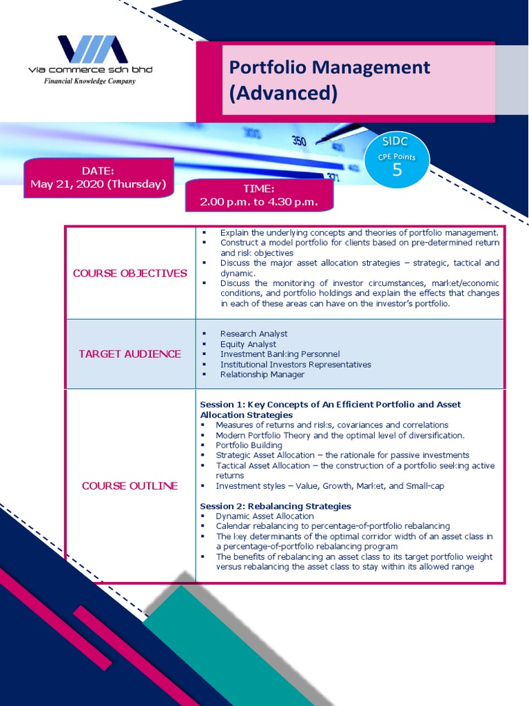 Portfolio Management - Advanced (May 21, 2020) | PDF | Asset Allocation ...