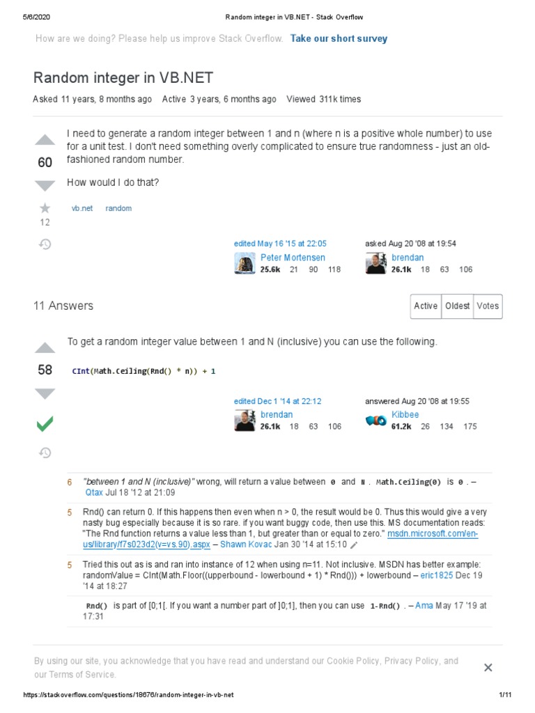 Random Integer In Vb Net Stack Overflow Pdf Integer Computer