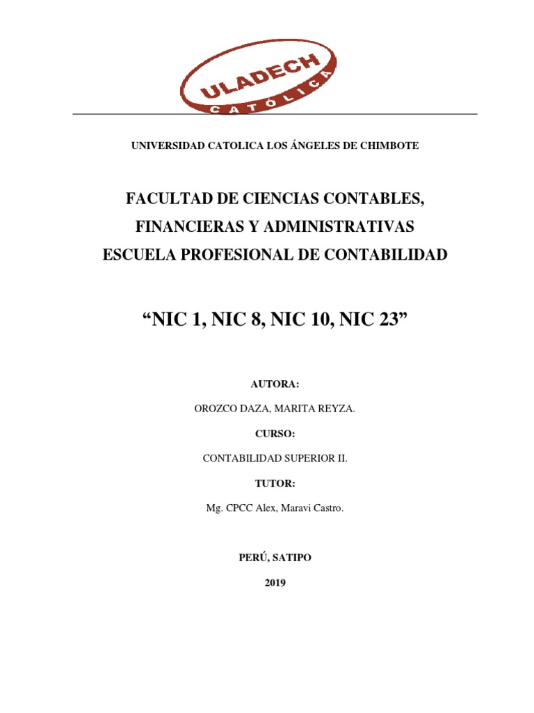 Nic 1, Nic 8, Nic 10, Nic 23 PDF | PDF | Estado financiero | Contabilidad