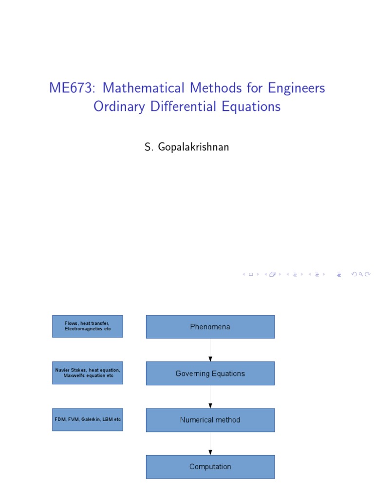 ME673: Mathematical Methods For Engineers Ordinary Di Erential ...