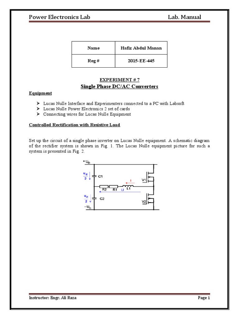 Power Electronics Lab Lab. Manual | PDF | Power Electronics | Power ...