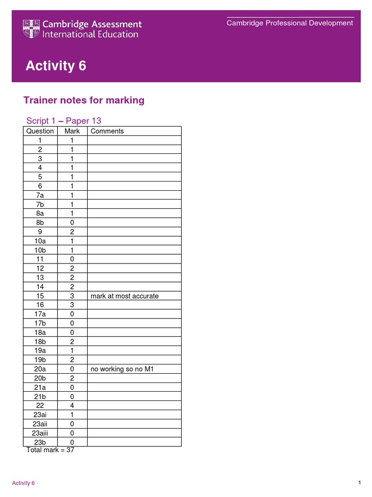 Marking Guide for Cambridge Scripts | PDF | Teaching Mathematics
