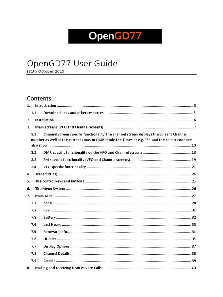 Open GD77 User Guide | Download Free PDF | Usb | Radio