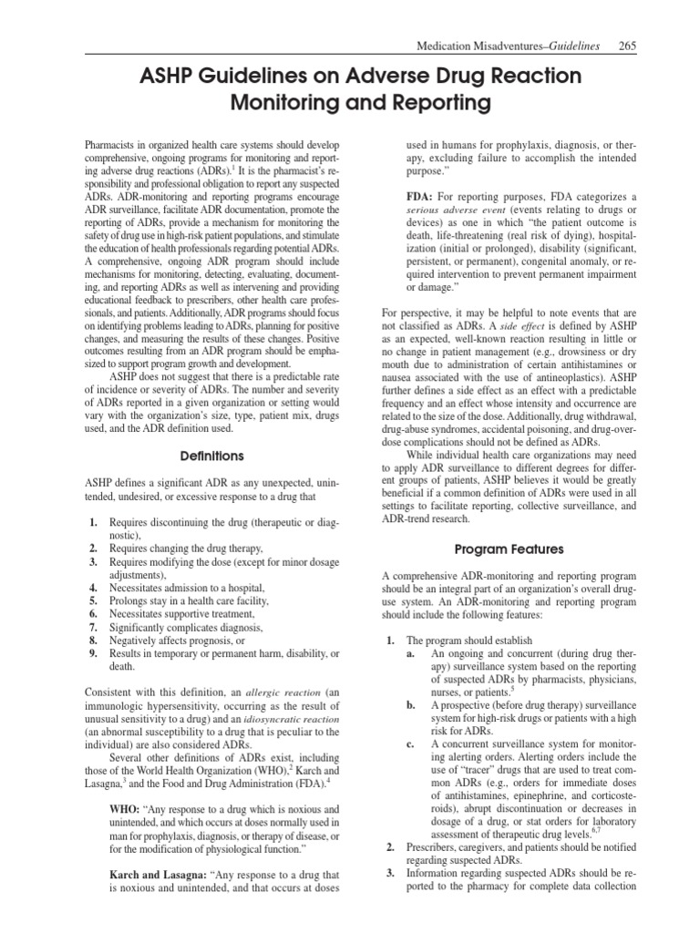 Adverse Drug Reaction Monitoring Reporting PDF | PDF | Dose ...