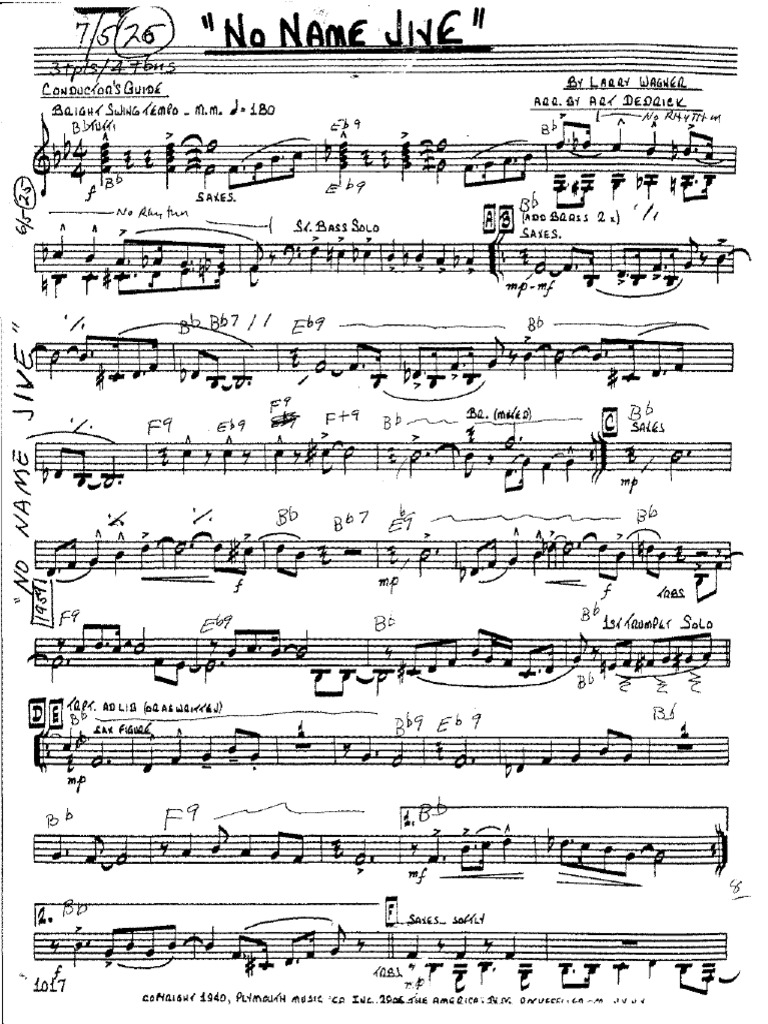 Art Dedrick - No Name Jive - Bright Swing - N 180 - Full PDF | PDF
