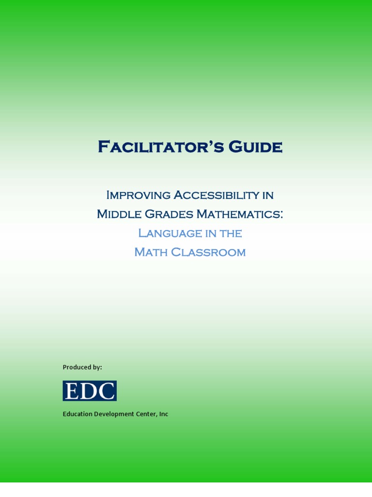 Language in Math Facilitator Guide | PDF | Vocabulary | Teachers