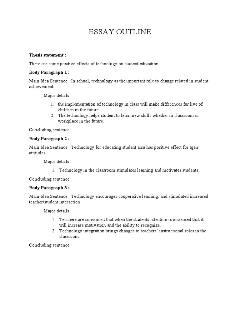 Essay Outline: Thesis Statement | PDF | Career & Growth