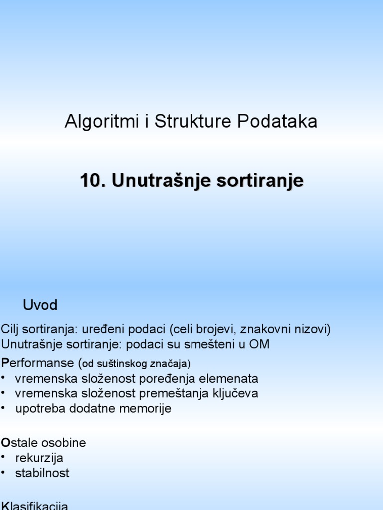 10 Sortiranje | PDF