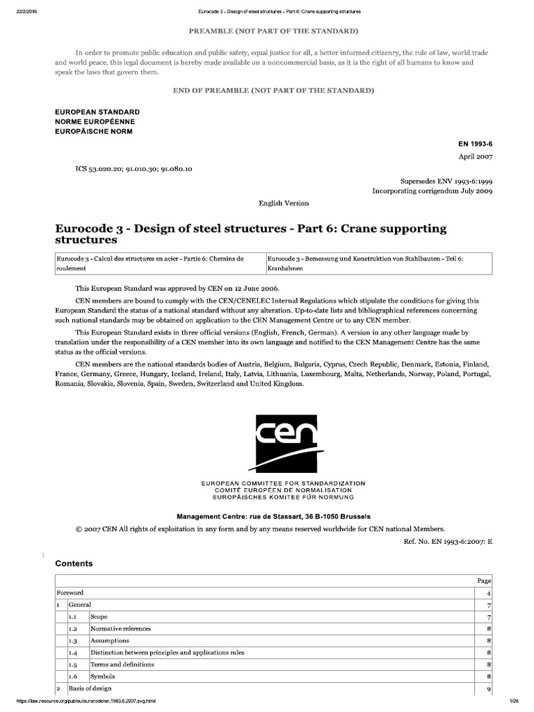 Eurocode 3 - Design of Steel Structures - Part 6 - Crane Supporting ...