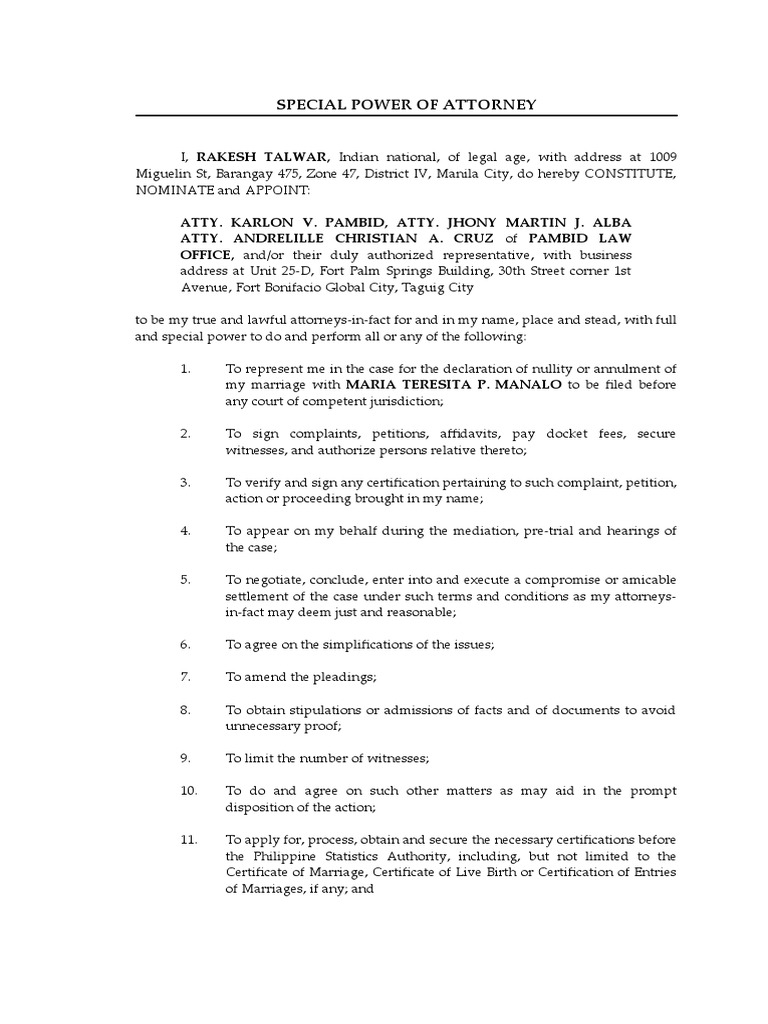 SPA Rakesh Talwar | PDF | Power Of Attorney | Complaint