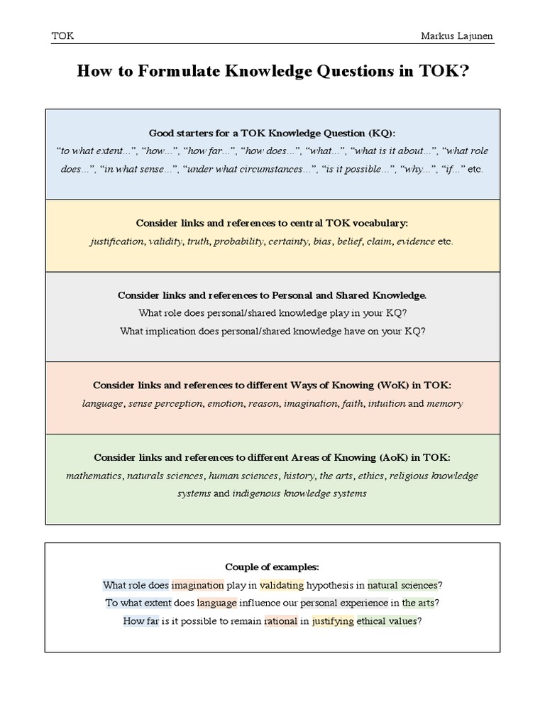 How To Formulate Knowledge Questions in TOK? | PDF