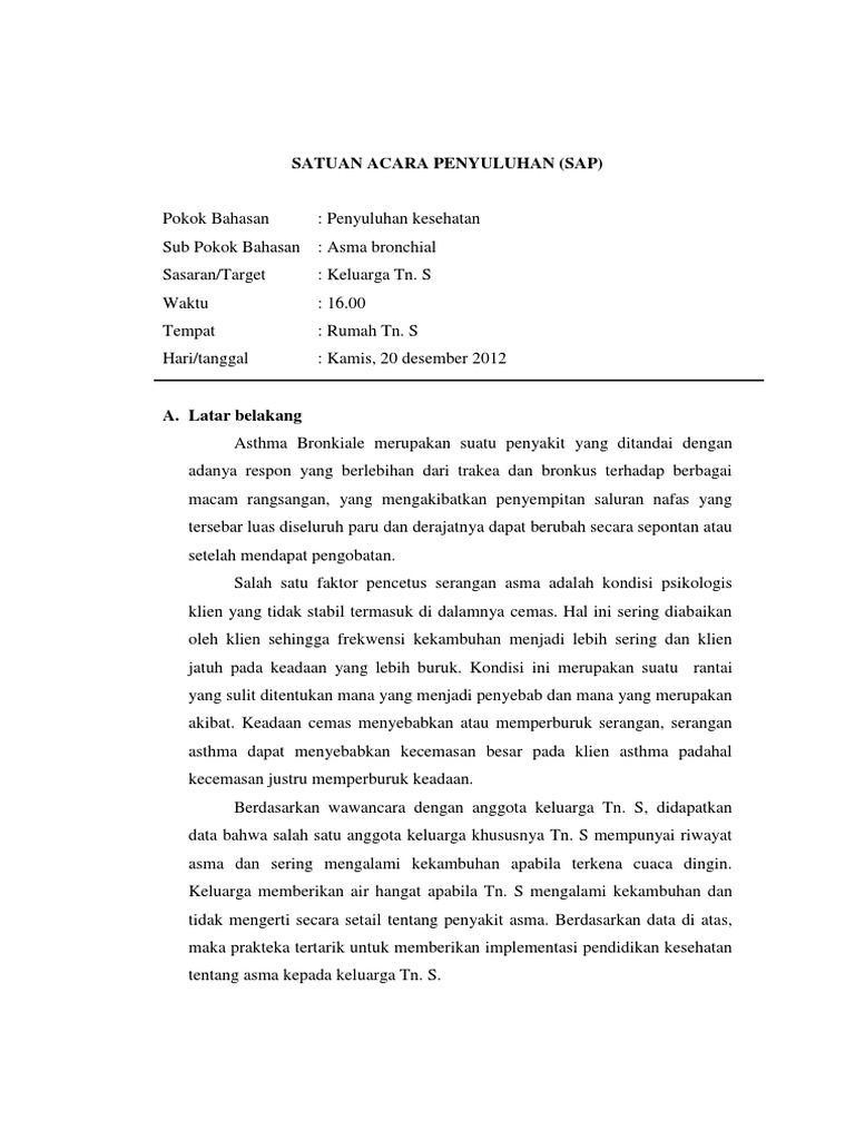 Penyuluhan Kesehatan: Asma Bronchial | PDF | Kesehatan Holistik