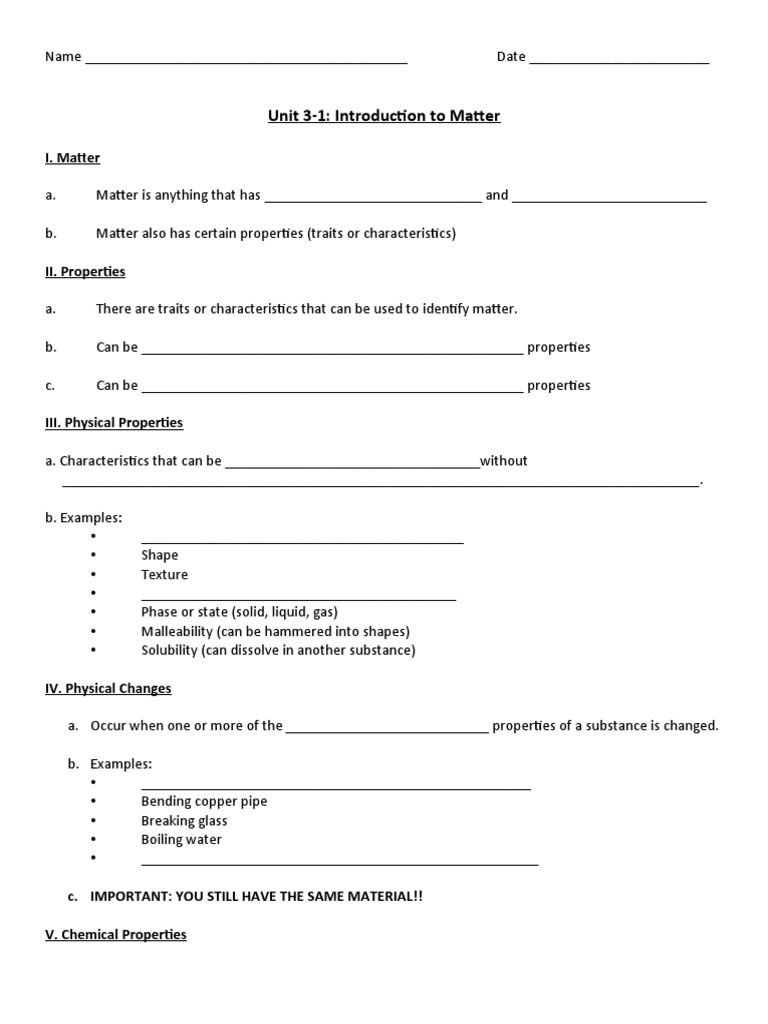 Unit 3-1: Introduction To Matter | PDF | Evaporation | Phase (Matter)