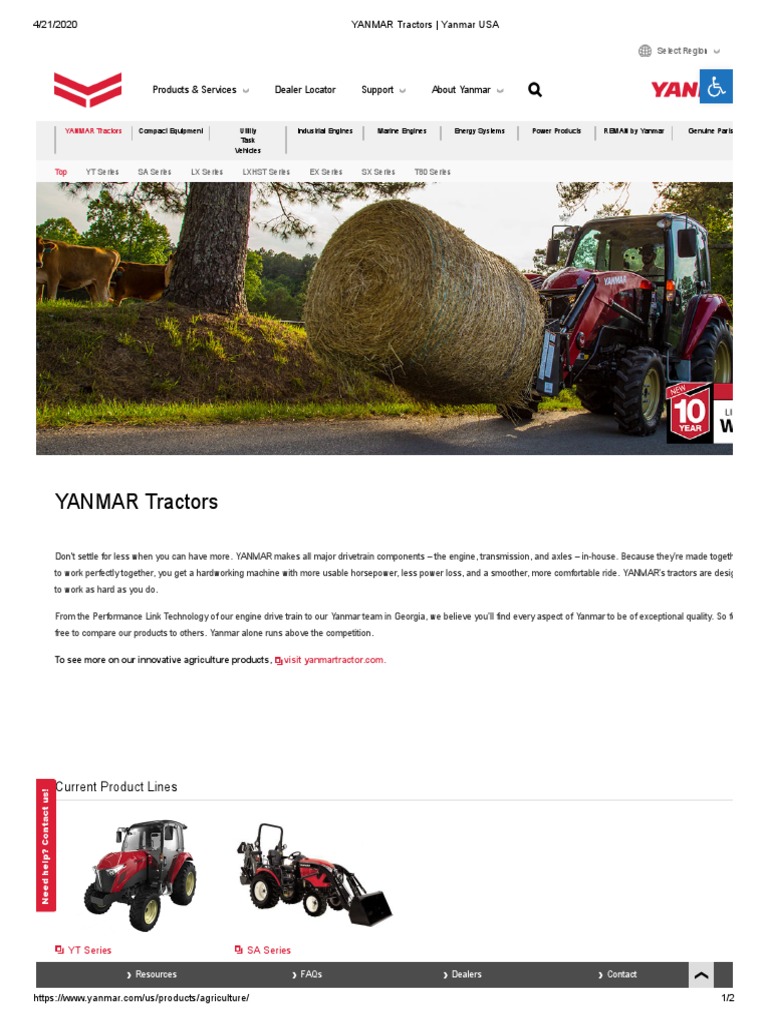 YANMAR Tractors - Yanmar USA | PDF | Tractor | Vehicle Technology