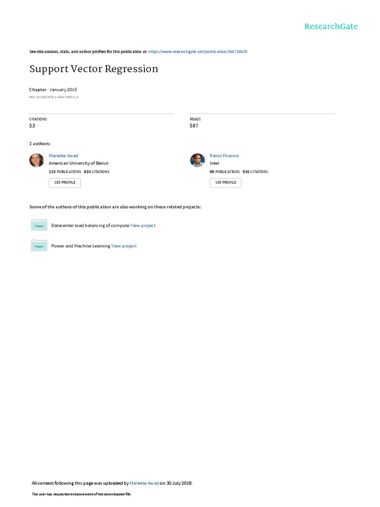 Support Vector Regression Pdf Pdf Regression Analysis Statistics