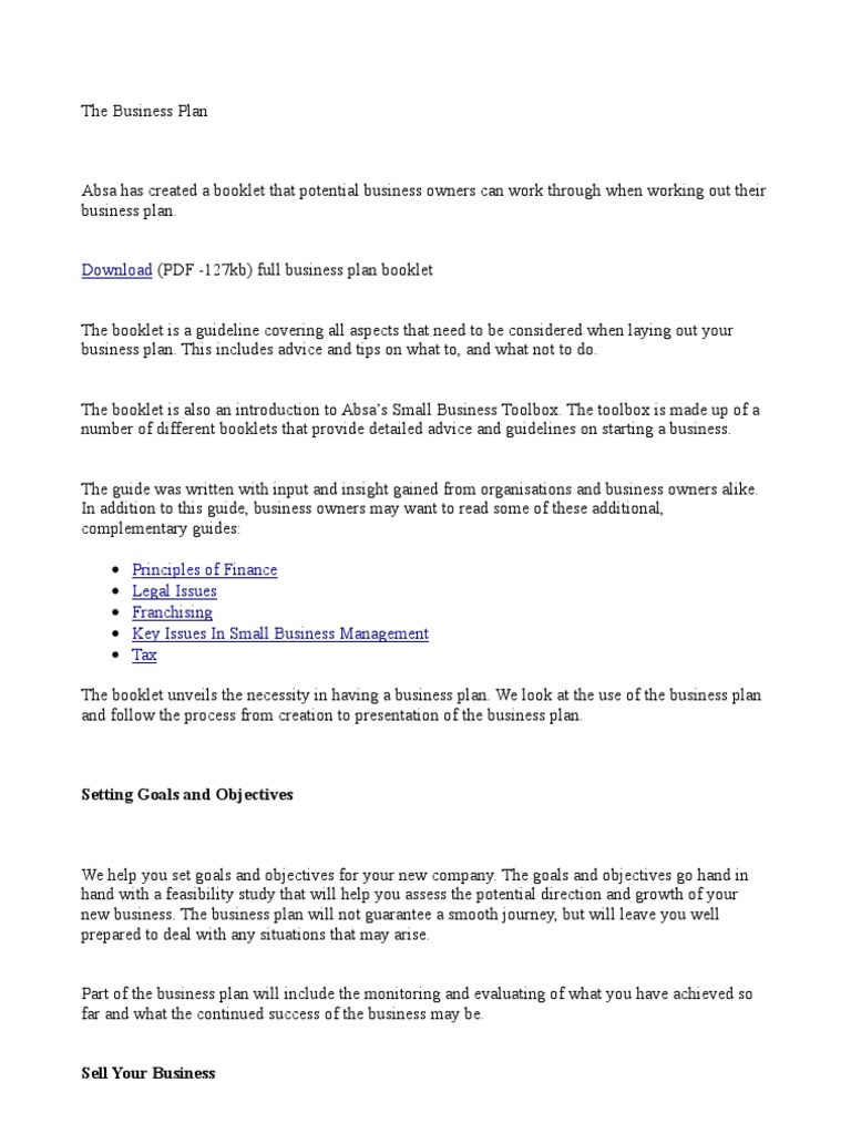 Absa Bus Plan | PDF | Business Plan | Market Analysis