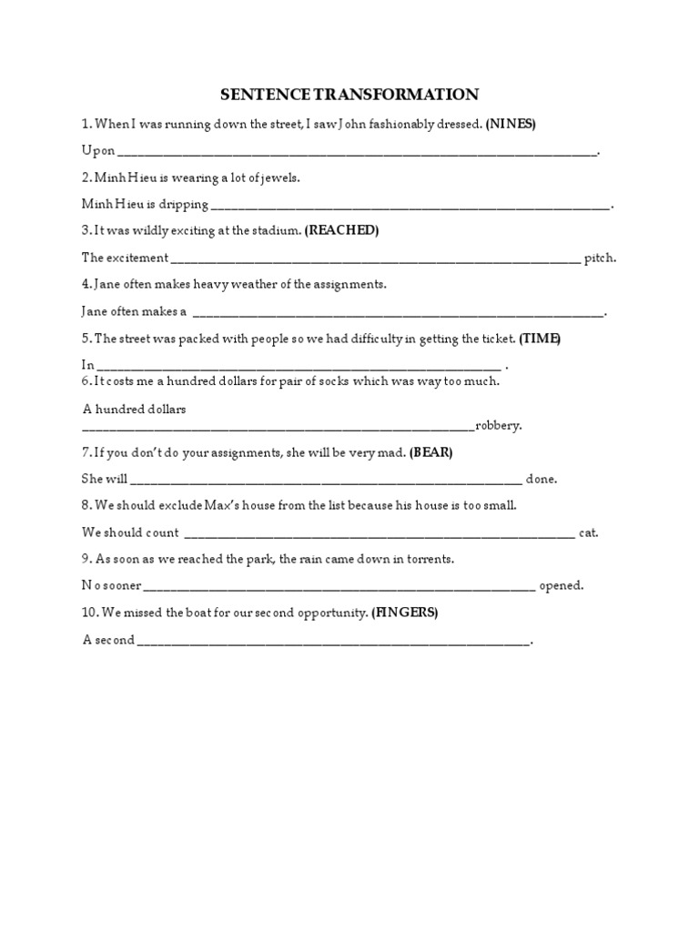 Sentence Transformation | PDF