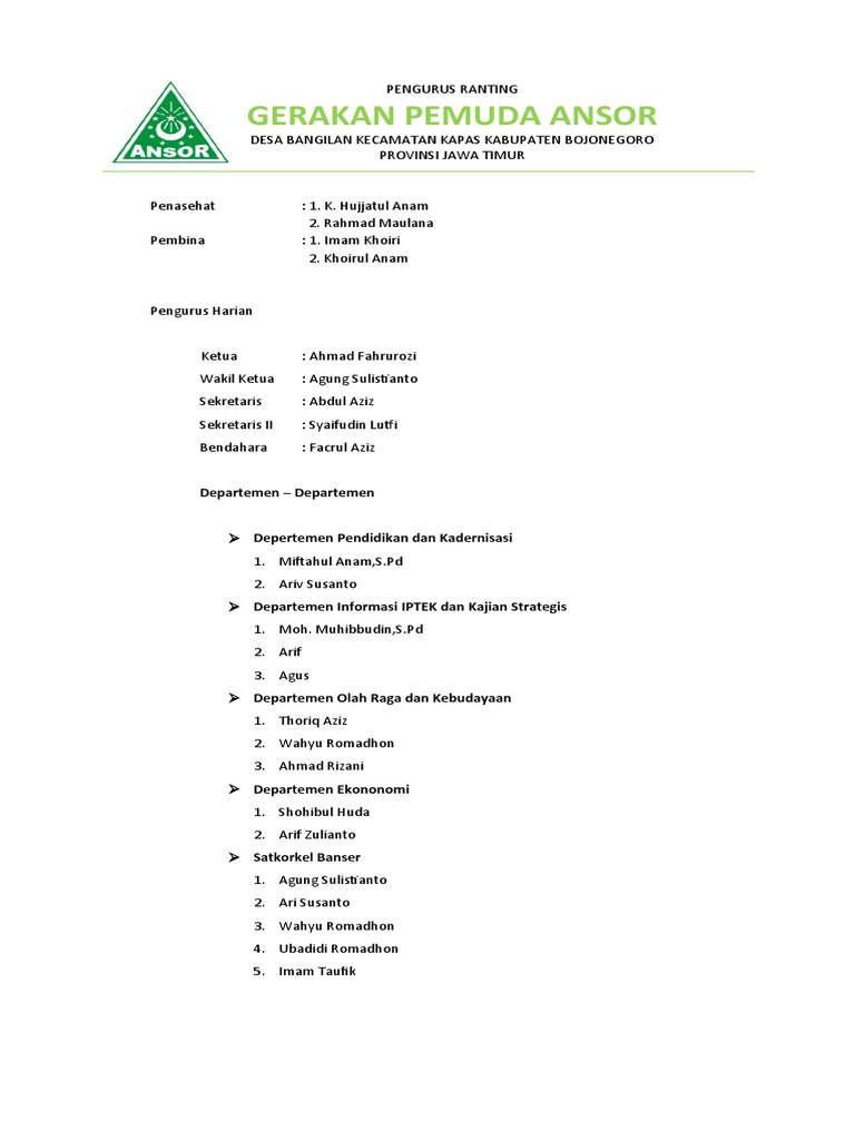 Pengurus Ranting | PDF