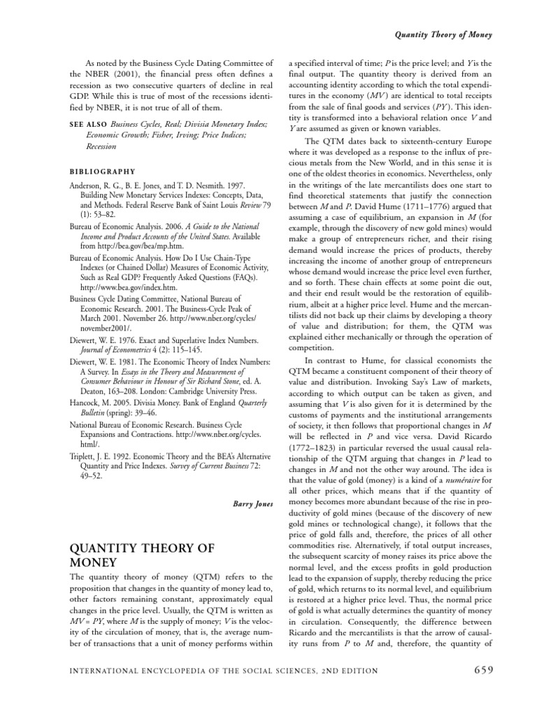 Quantity Theory of Money Explained | PDF | Quantity Theory Of Money ...
