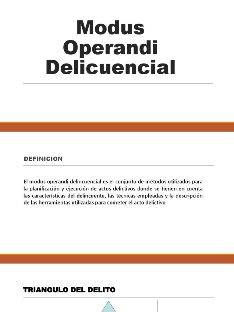 Modus Operandi Delicuencial | PDF | Robo | Robo