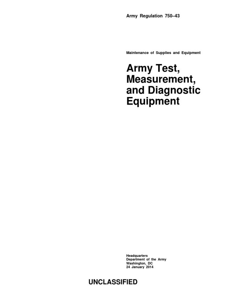 Army Regulation 750-43 Overview | PDF | Medical Device | Calibration