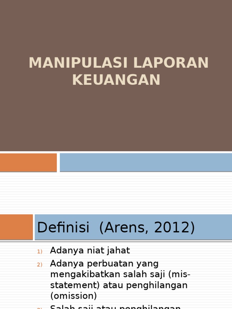 Manipulasi Laporan Keuangan dan Manajemen Laba | PDF
