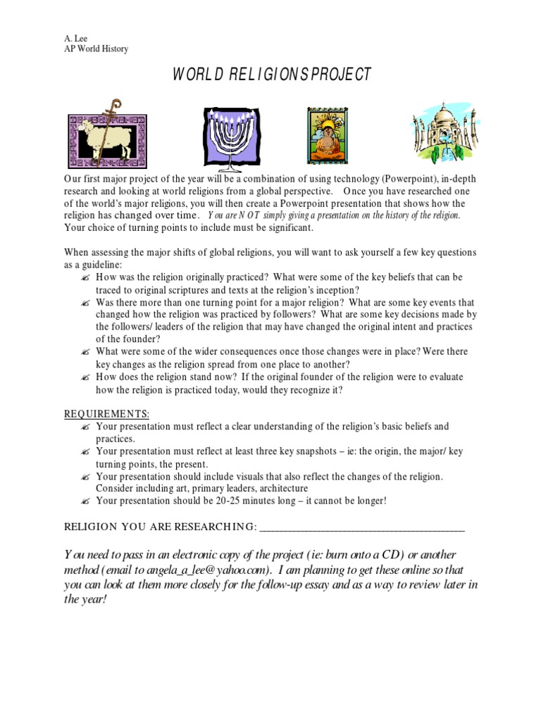 World Religions Project: A. Lee AP World History | PDF | Psychological ...