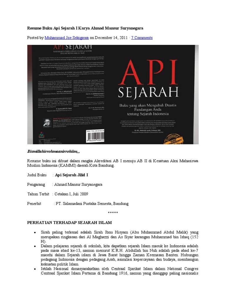 Resume Buku Api Sejarah I Karya Ahmad Mansur | PDF