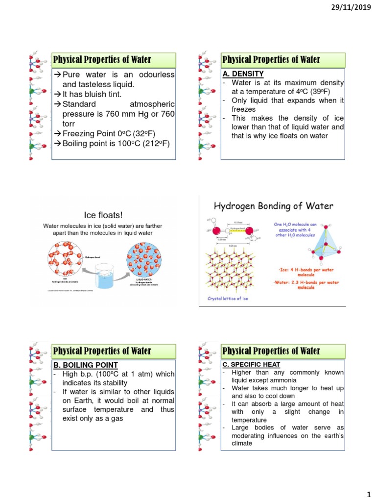 Key Physical and Chemical Properties of Water | PDF | Properties Of ...