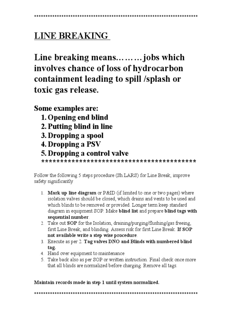 Line Breaking Line Breaking Means Jobs Which Involves Chance of Loss of ...