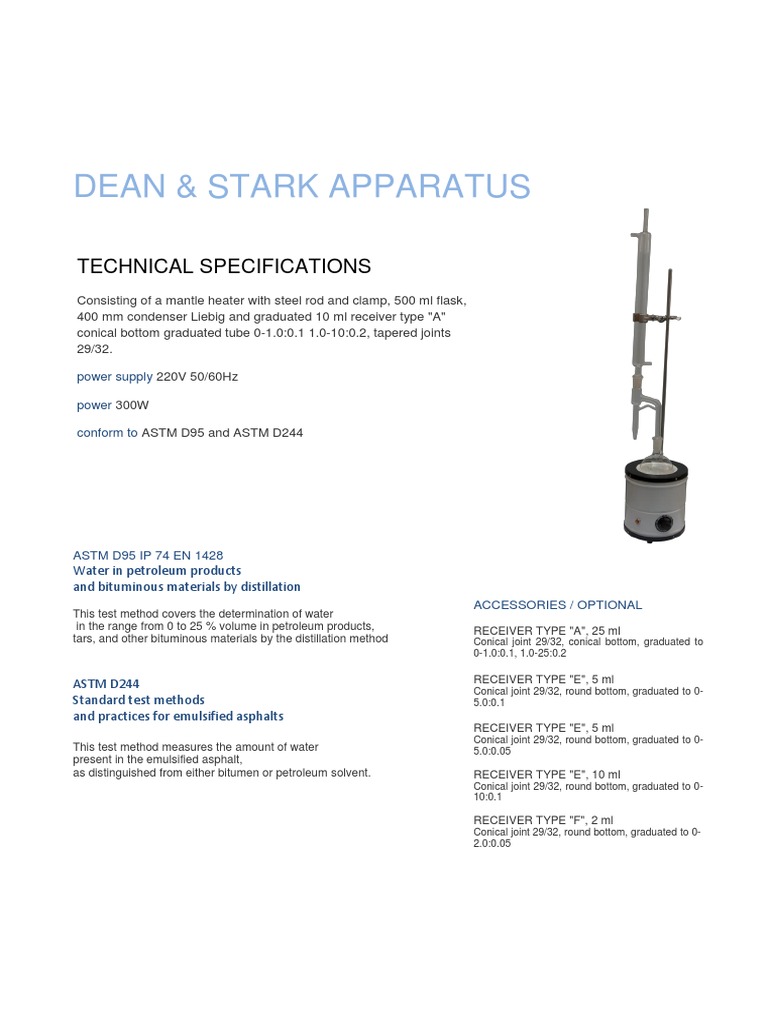 Dean & Stark Apparatus: Technical Specifications | PDF