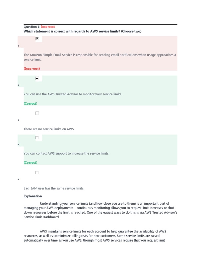 Incorrect: Which Statement Is Correct With Regards To AWS Service Limits? (Choose Two ...