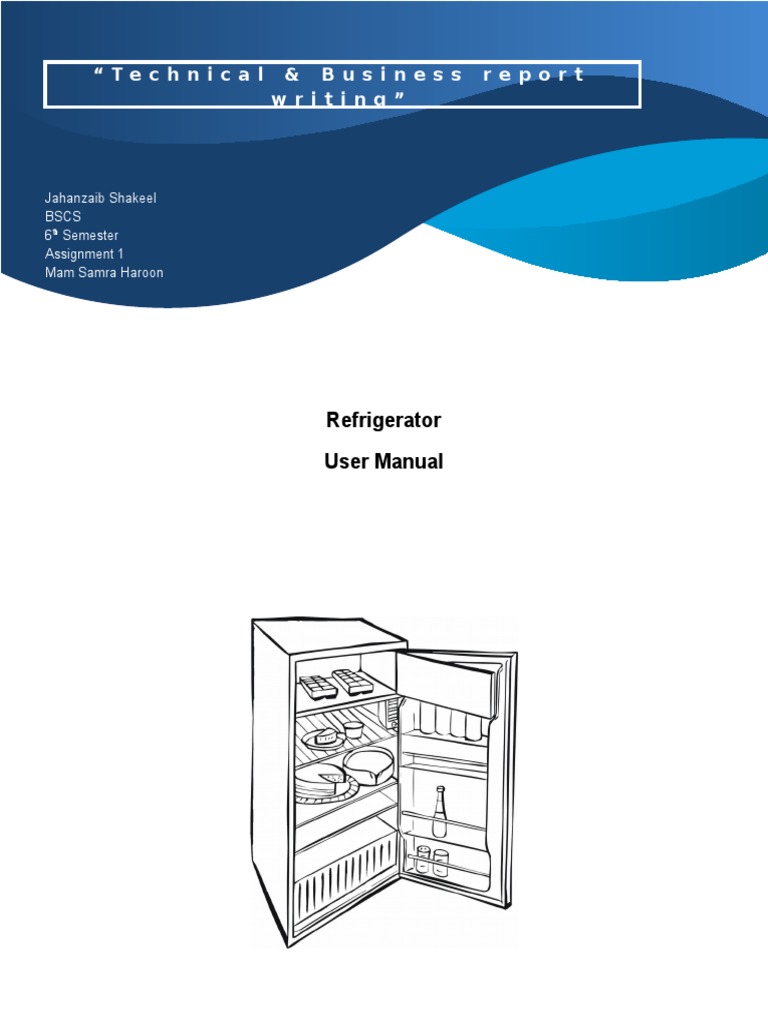 "Technical & Business Report Writing": Refrigerator User Manual | PDF ...