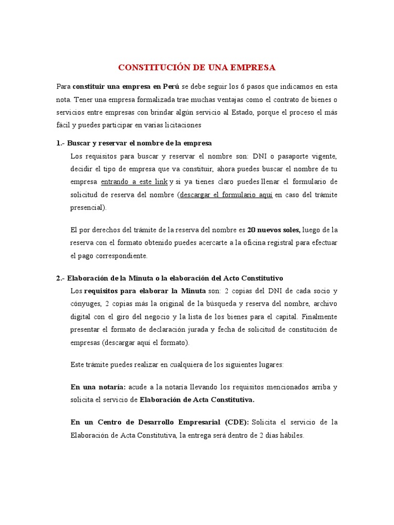 Constitución de Una Empresa | PDF | Conceptos legales | Derecho Corporativo