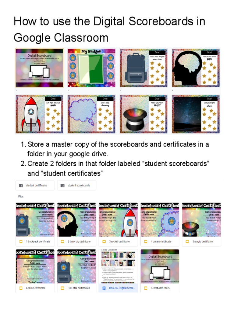 How To Use The Digital Scoreboards in Google Classroom | PDF