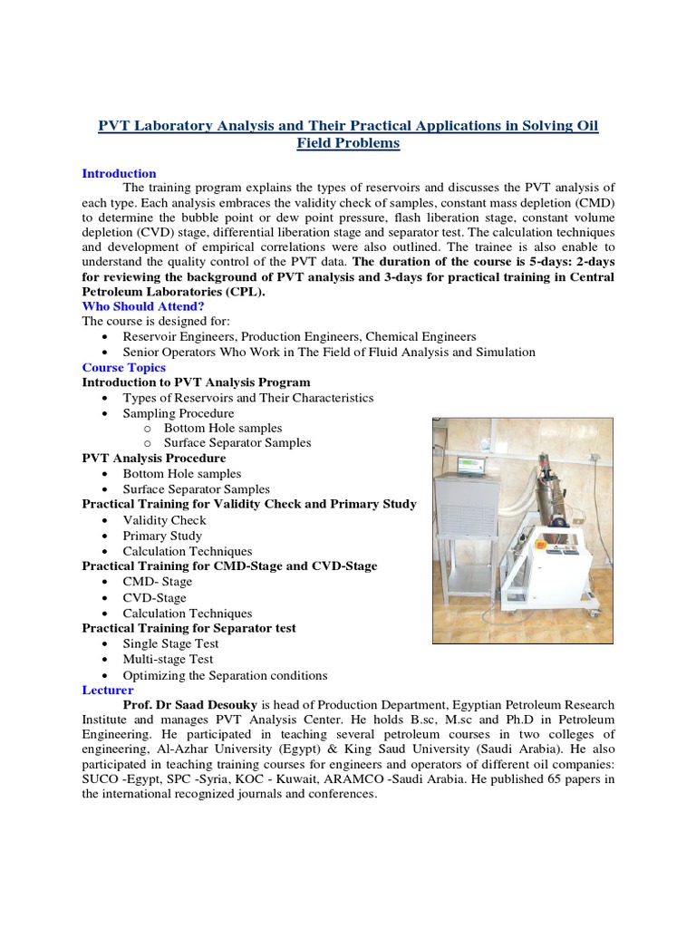 PVT Laboratory Analysis and Their Practical Applications PDF | PDF ...